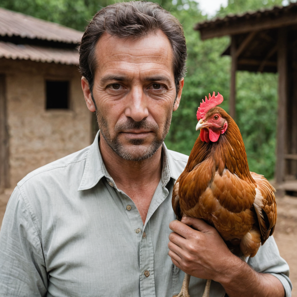 رجل اعور يمسك دجاجة - بيكاسو الخليج | Gulf Picasso