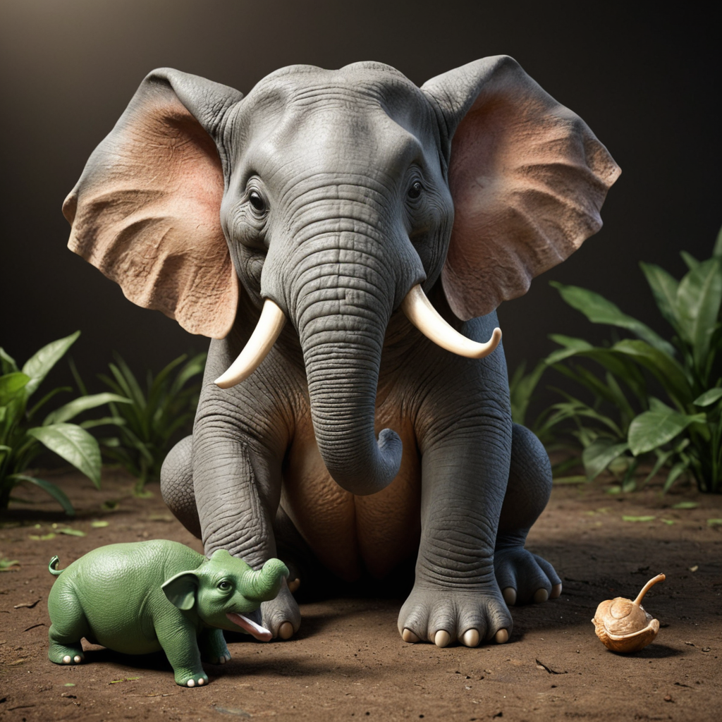 toad eats elephant 3d art - Gulf Picasso | بيكاسو الخليج