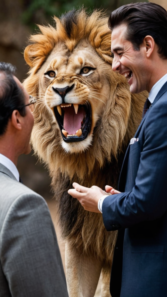 A lion laughing at a - Gulf Picasso | بيكاسو الخليج
