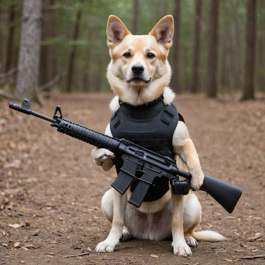 صورة لكلب يمسك سلاح - بيكاسو الخليج | Gulf Picasso