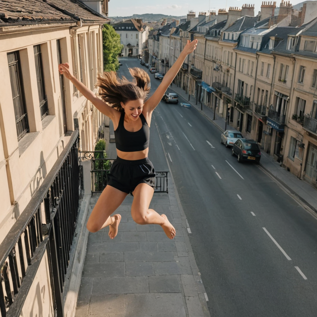 Girl jumping off a balcony - Gulf Picasso | بيكاسو الخليج