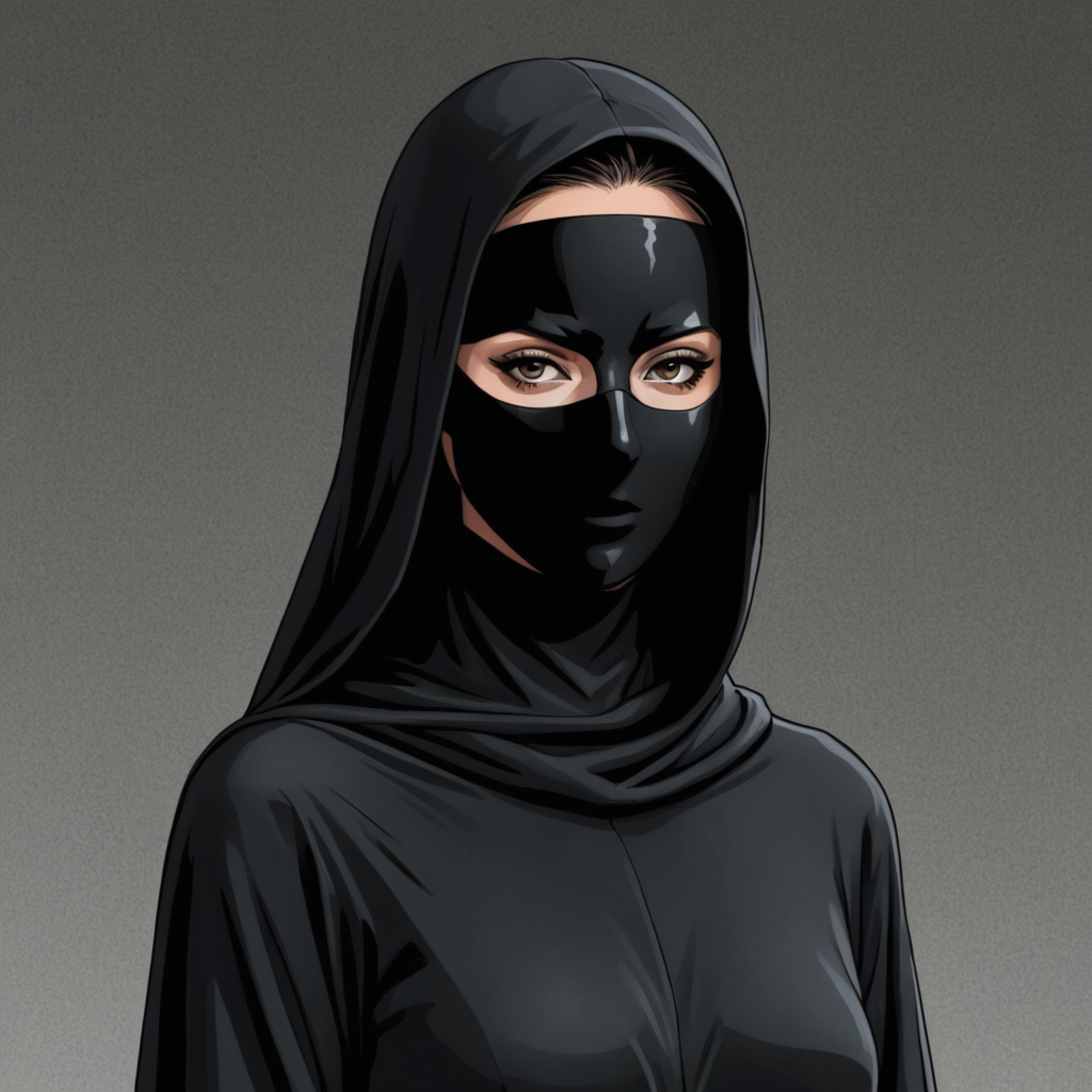 امرأة مقنعة ترتدي اسود مثل - بيكاسو الخليج | Gulf Picasso