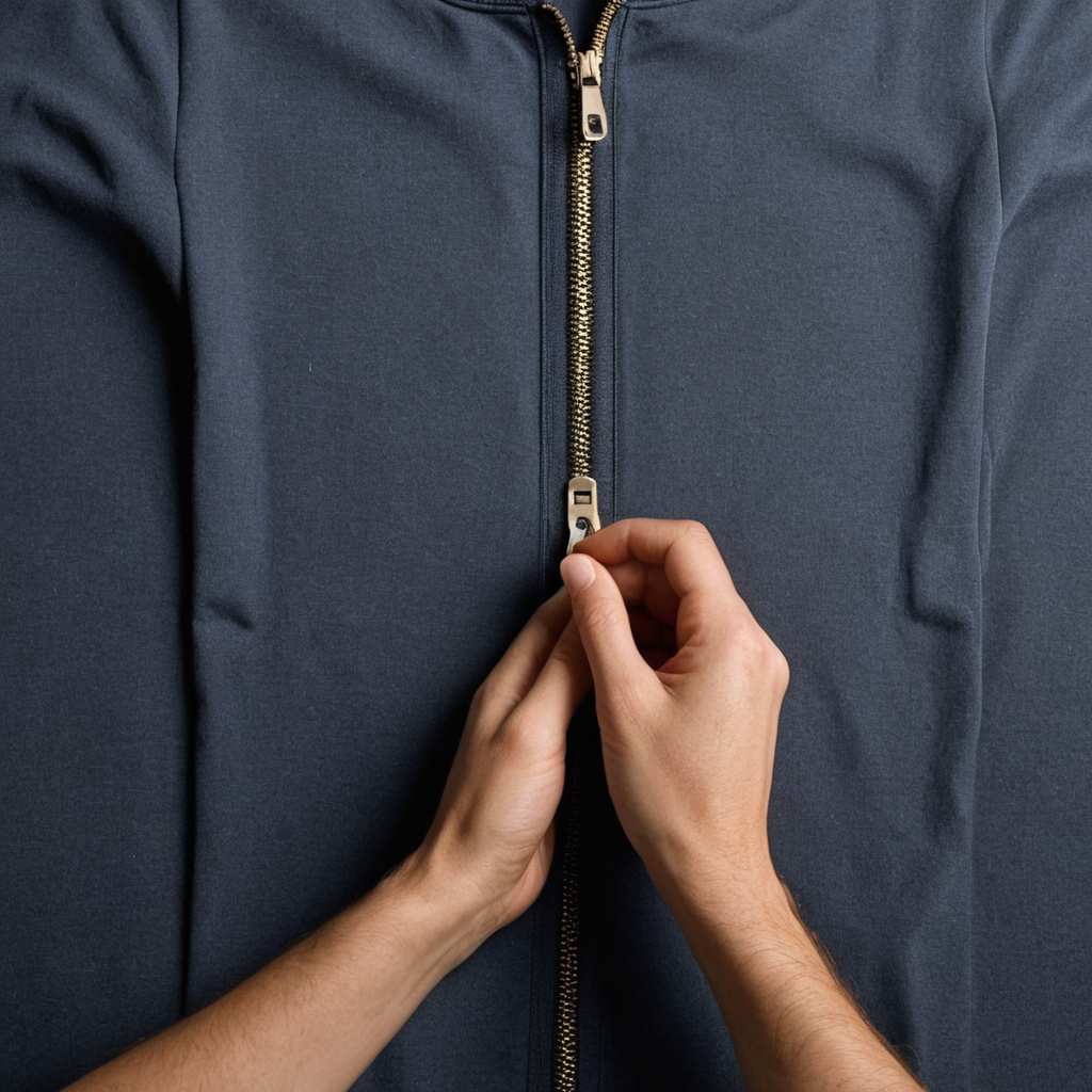 Simple Prompts: Man pulling a zipper Zipper - Gulf Picasso | بيكاسو الخليج