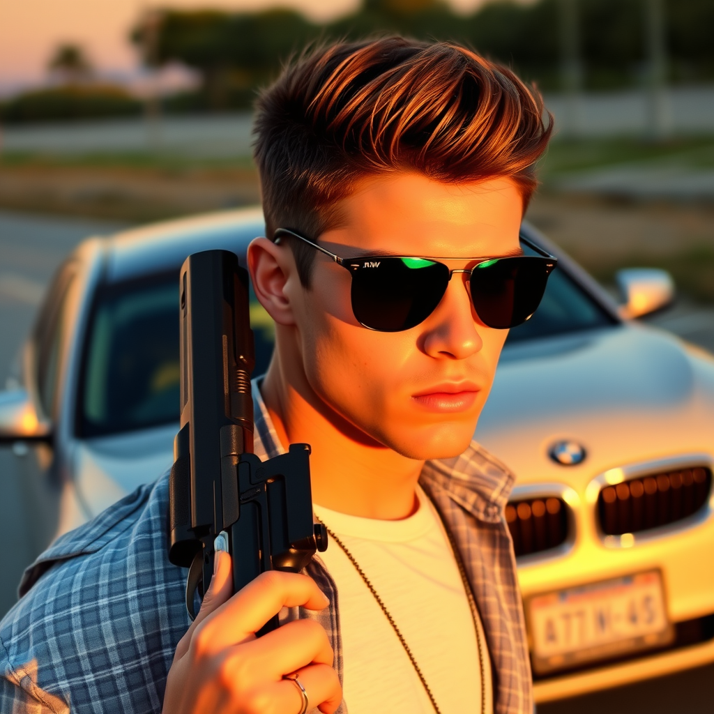 شاب لابس نضارات وبيده مسدس - بيكاسو الخليج | Gulf Picasso