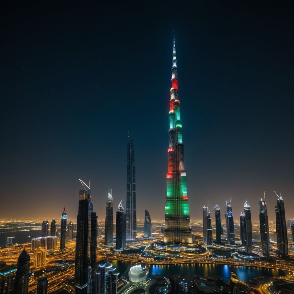 برج خليفة يضوي بعلم الامارات - بيكاسو الخليج | Gulf Picasso