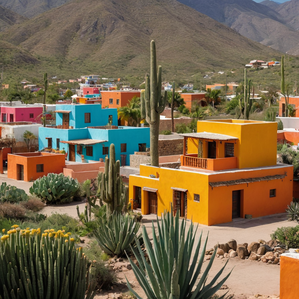 Mexican village colourful buildings and - Gulf Picasso | بيكاسو الخليج