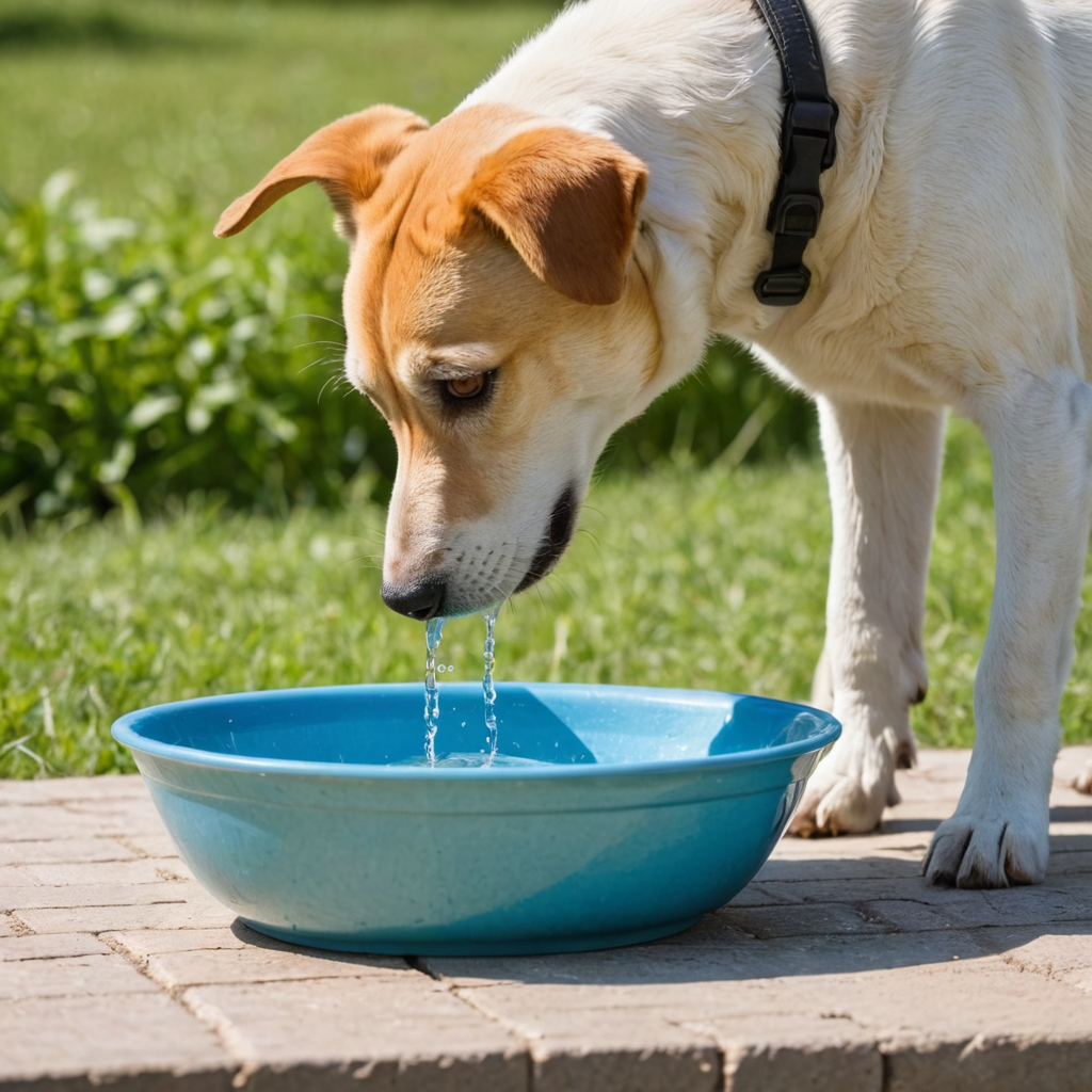 thirsty dog drinking water from - Gulf Picasso | بيكاسو الخليج
