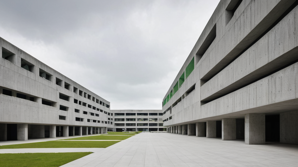 Brutalist university campus, concrete, educational - Gulf Picasso | بيكاسو الخليج