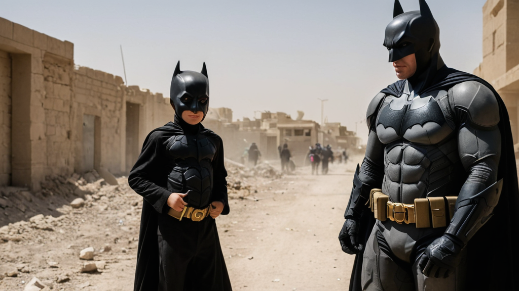 Batman in Baghdad carrying a - Gulf Picasso | بيكاسو الخليج