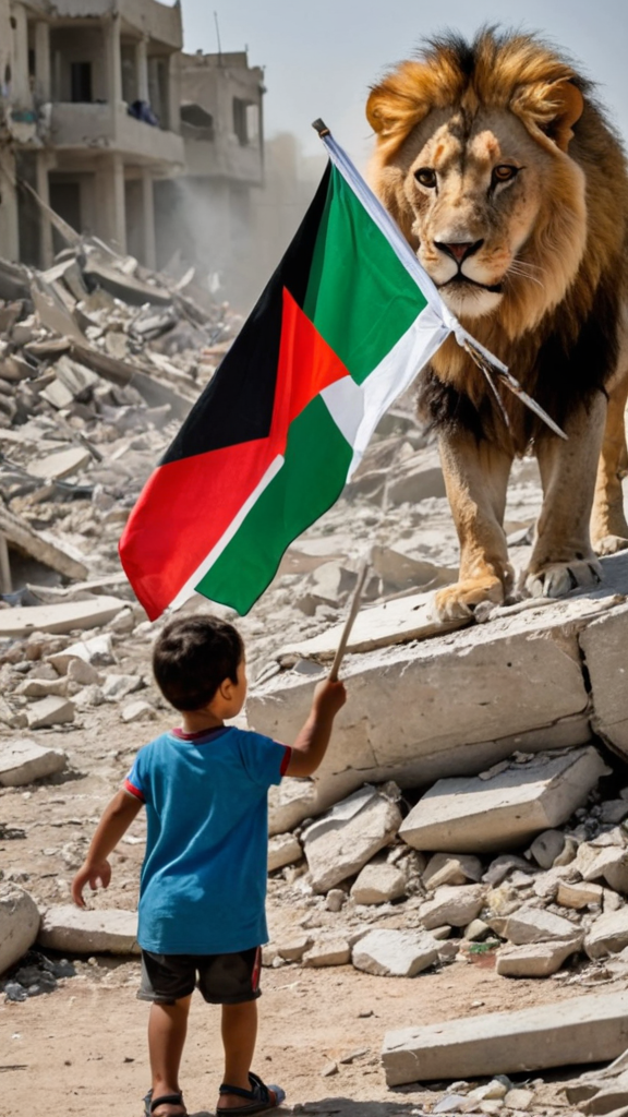 اسد يحمل علم فلسطين وهو - بيكاسو الخليج | Gulf Picasso