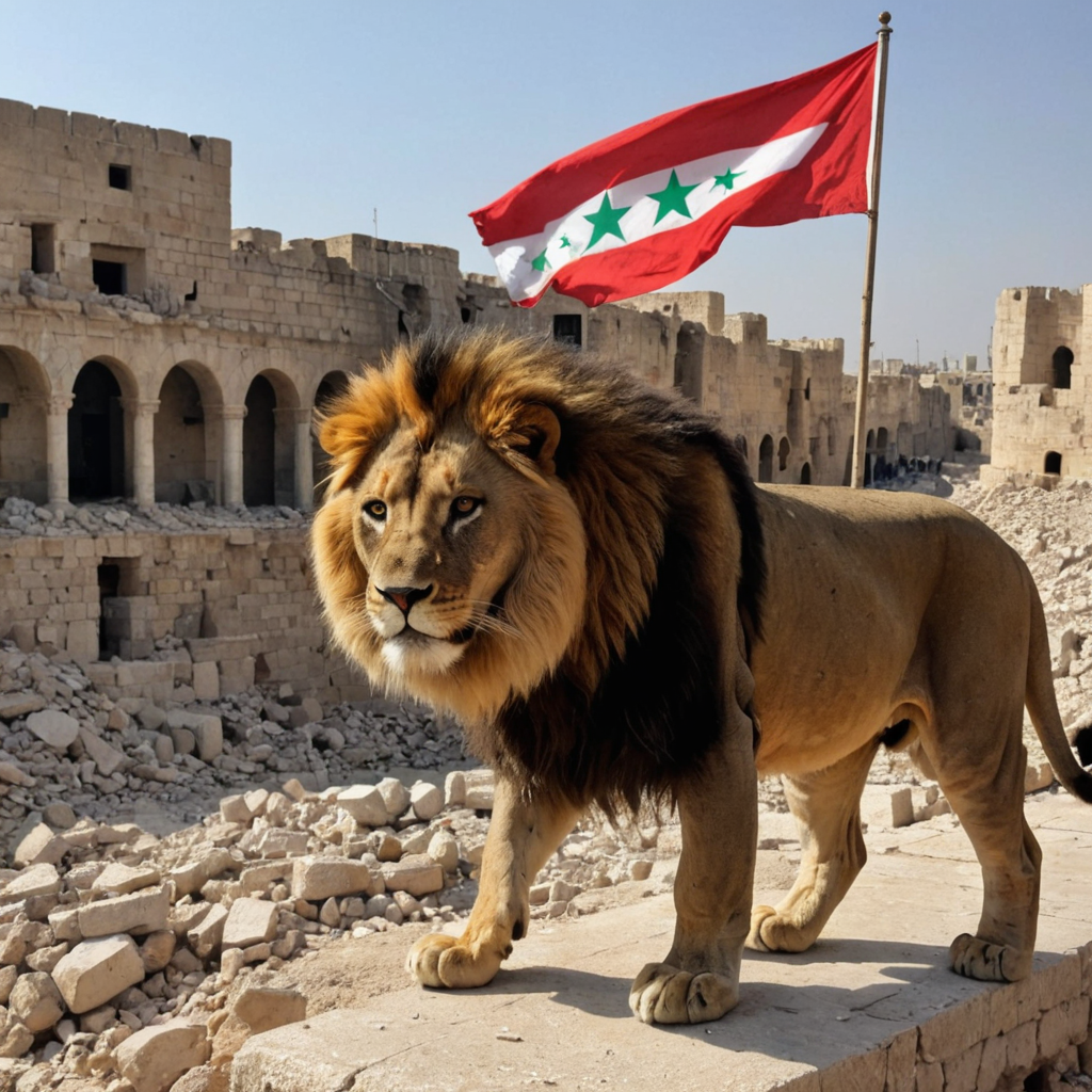 اسد. مسك علم الثورةالسوريه في - بيكاسو الخليج | Gulf Picasso