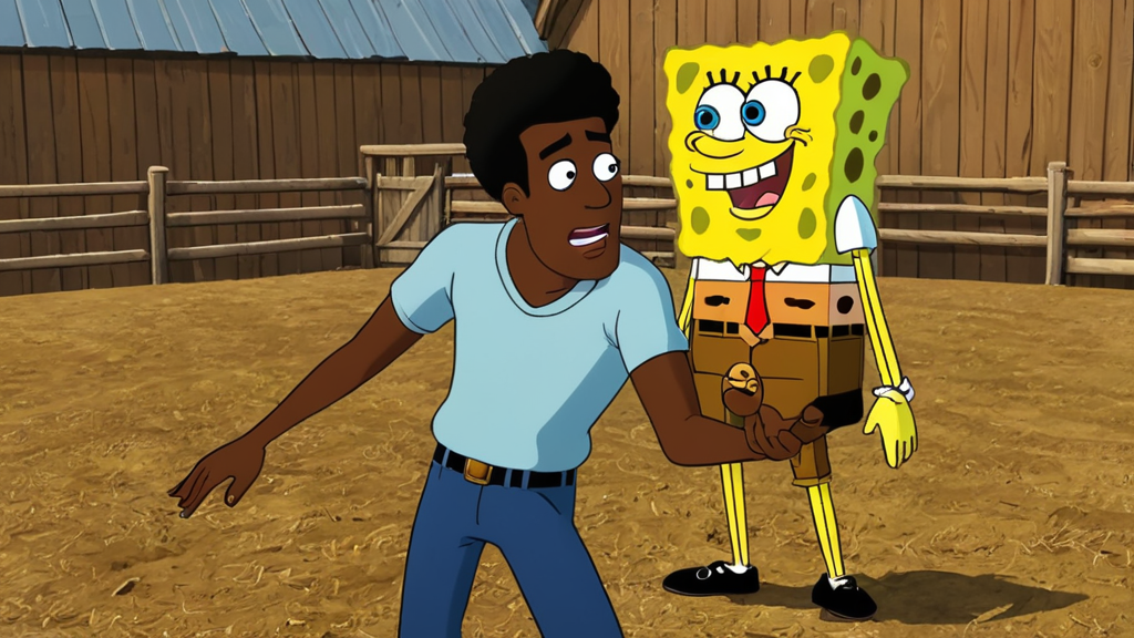 Spongebob punishing a black guy - Gulf Picasso | بيكاسو الخليج