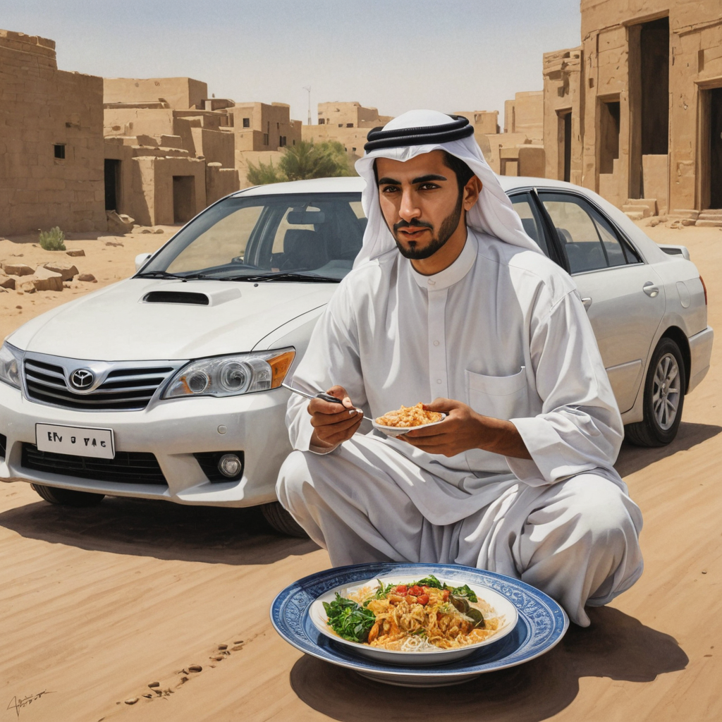 رسم شاب عربي يأكل سيارة - بيكاسو الخليج | Gulf Picasso